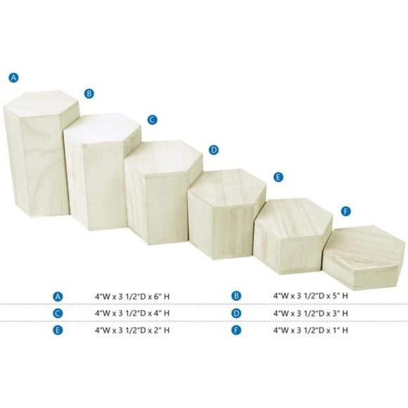 Storage & Organization | Wooden 6 Pcs Hexagon Risers For Display ...